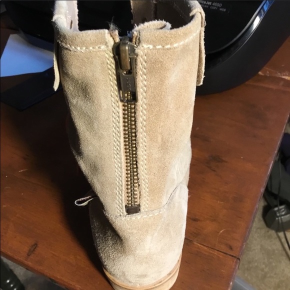 Coolway | Shoes | Coolway Boots Tan Suede Tie Zip Back | Poshmark